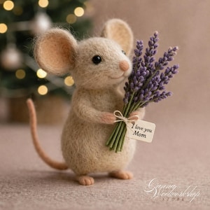 Handmade Needle Felted Mouse, Cute Wool Animal Figurine, Collectible ...