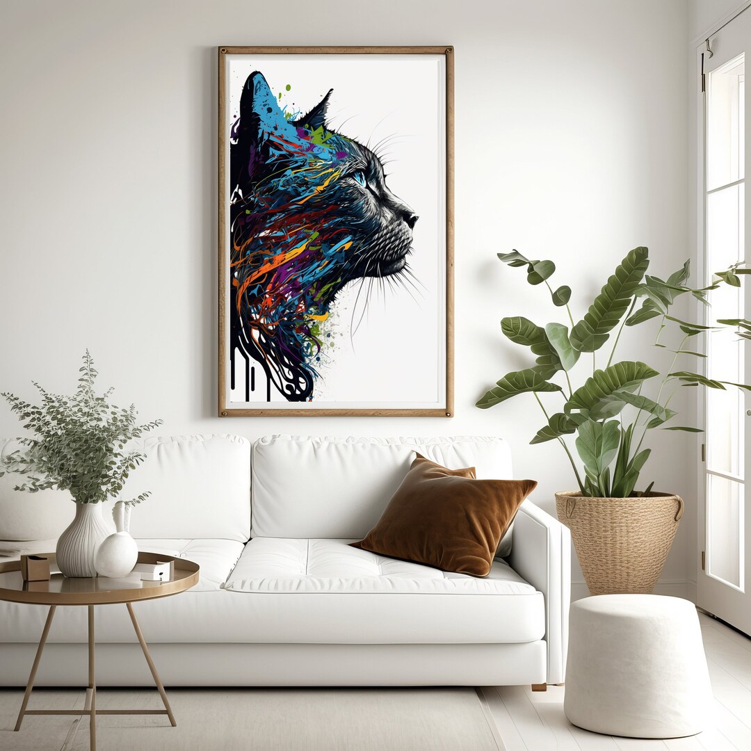 Cat Profile Art Expressionism Contemporary Modern Abstract Splashes ...