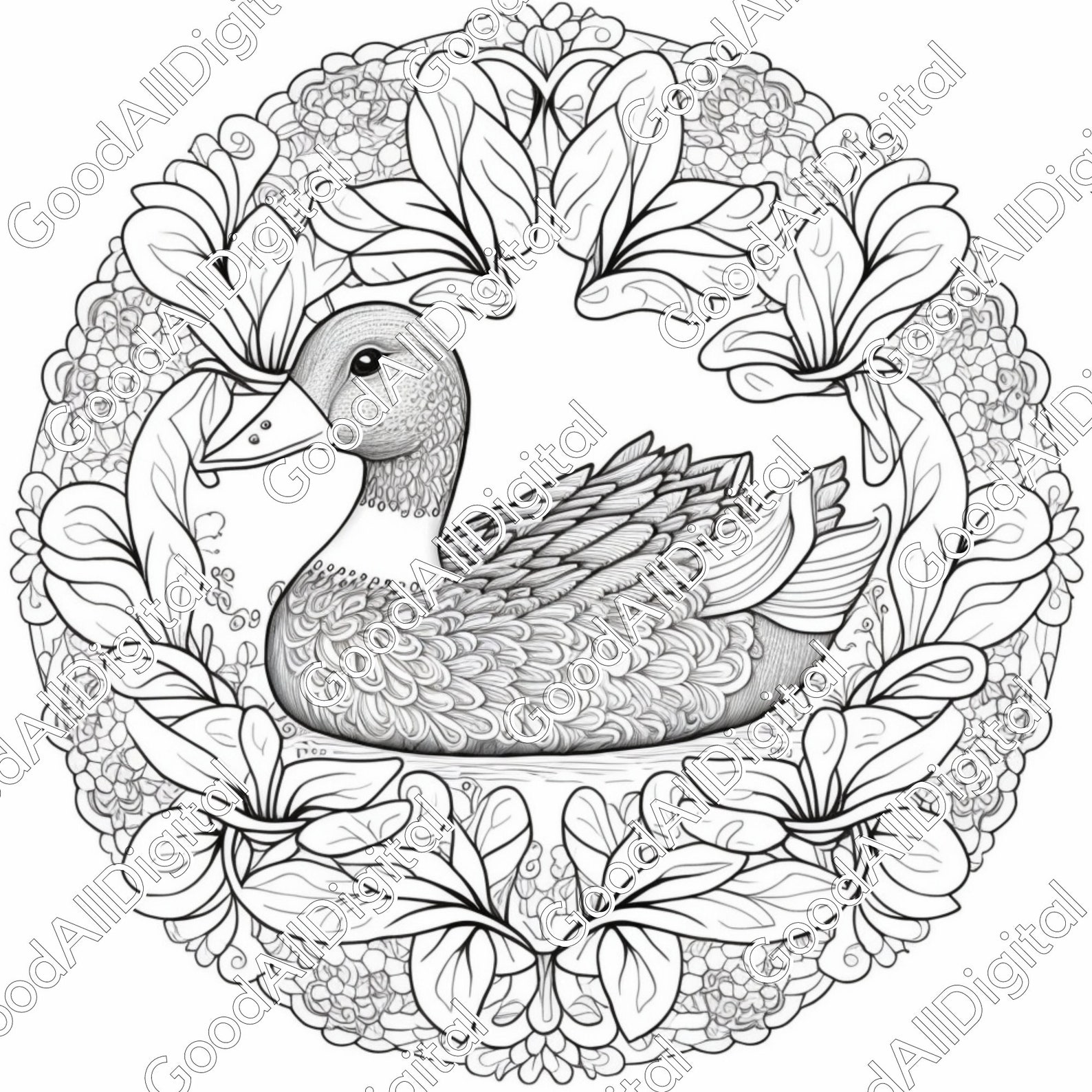 Mandala Duck Coloring Pages 68 Printable Coloring Book - Etsy