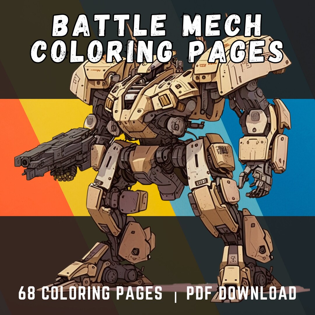 Battle Mech Coloring Pages 60 Printable Coloring Book - Etsy