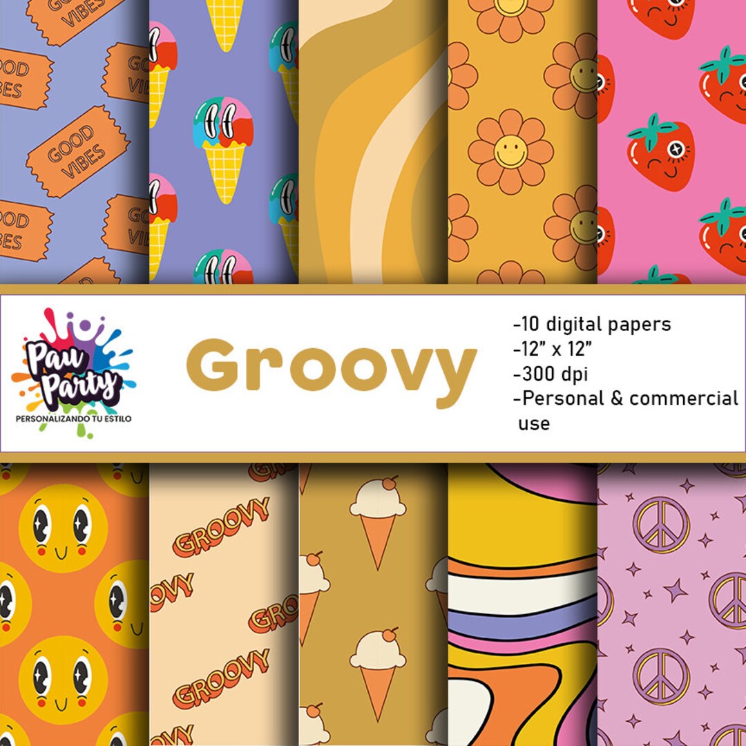 Groovy Digital Papers - Etsy México