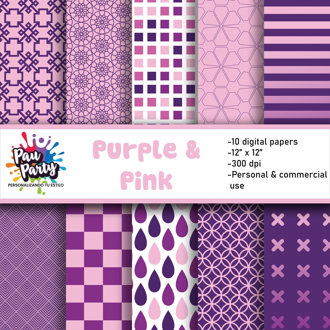 Purple & Pink Digital Paper - Etsy