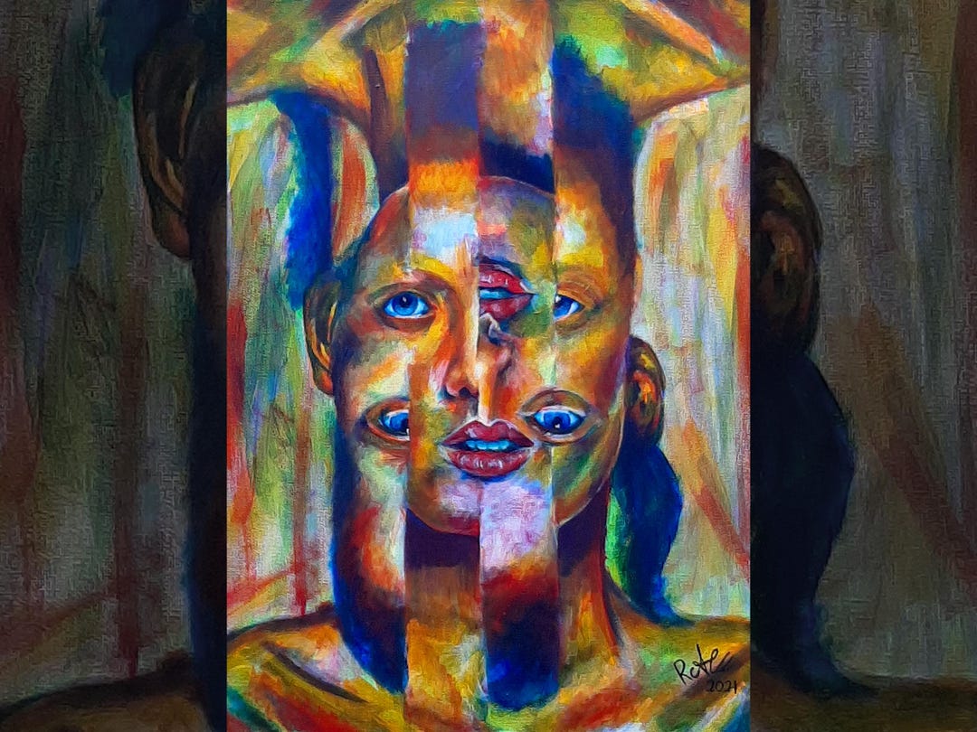 Flipped Face Abstract Portrait Acrylic Painting Art Print - Etsy