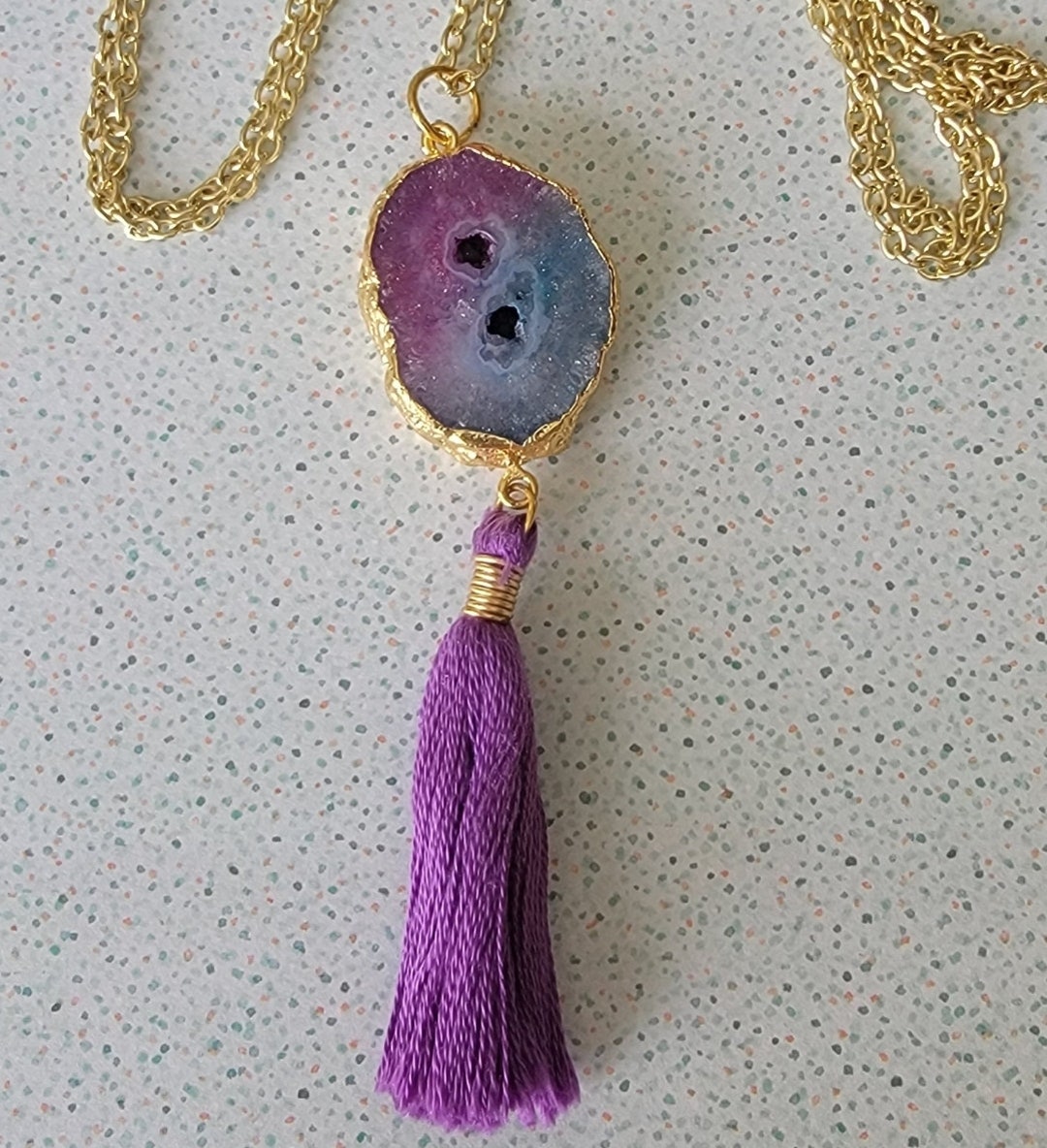 Gold Accented Geode Necklace - Etsy