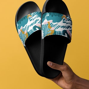 Men's Holiday Slides: Beach Wear With Surfer Design - Etsy