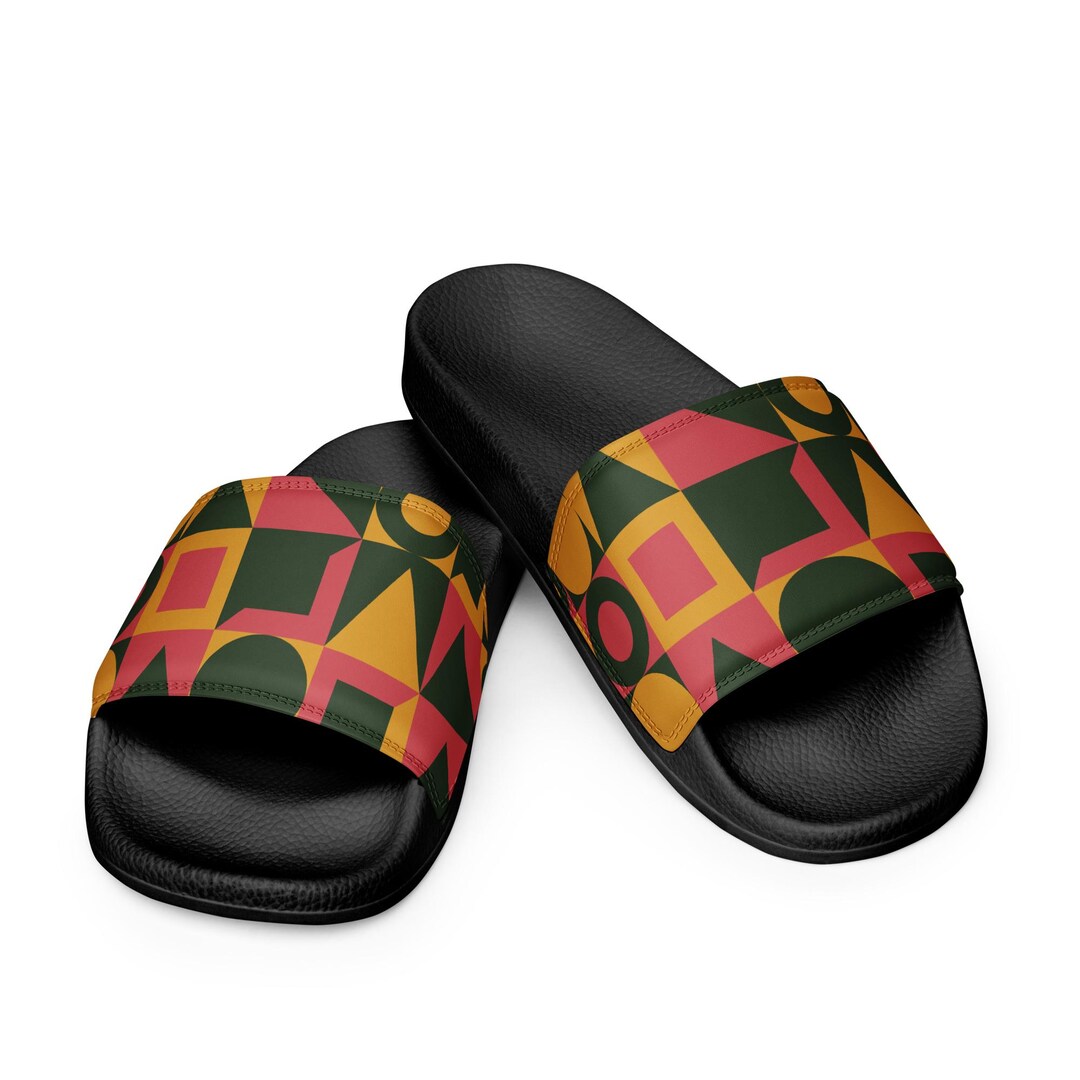 Men's African Print Slides: Geometric Tribal Sandals - Etsy