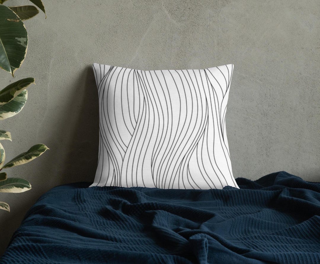 Modern Black and White Pillow – Minimalist Abstract Line Art Design ...