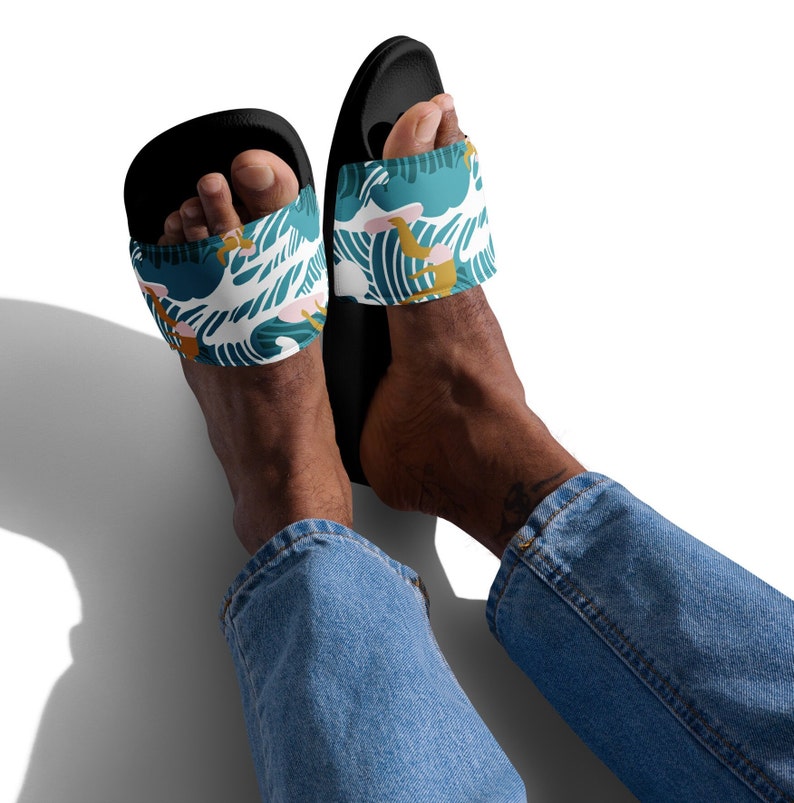 Men's Holiday Slides: Beach Wear With Surfer Design - Etsy