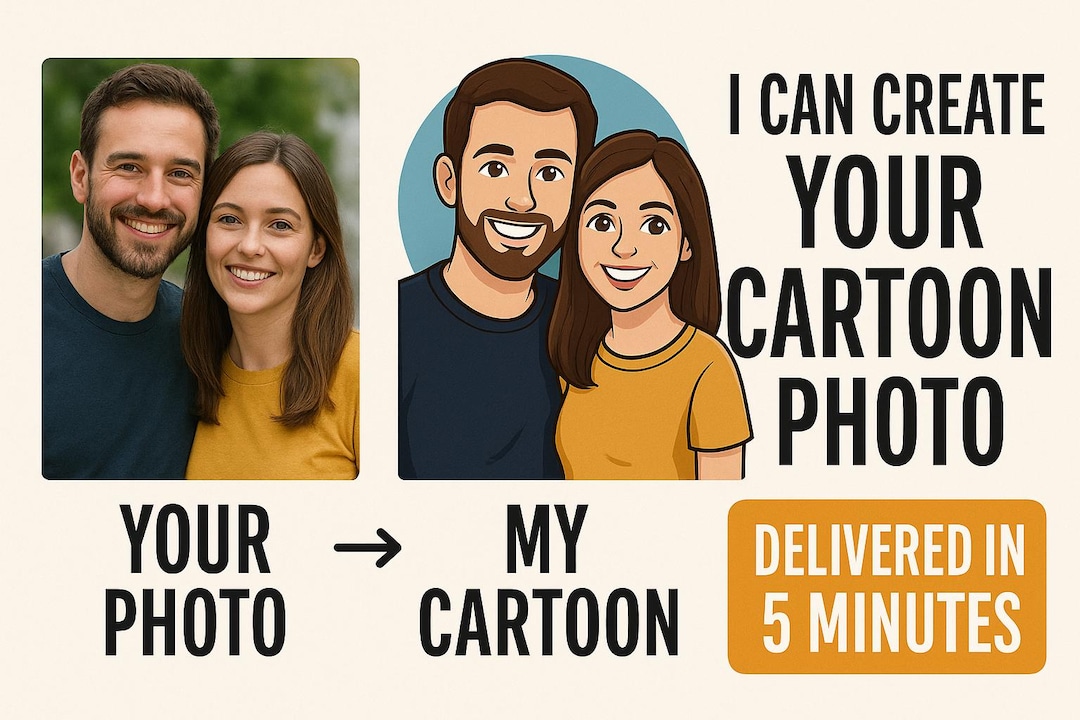 Custom Cartoon Portrait From Your Photo | Fast 5 Minute Digital Drawing ...