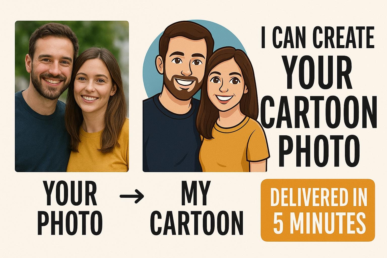 Custom Cartoon Portrait From Your Photo | Fast 5 Minute Digital Drawing ...