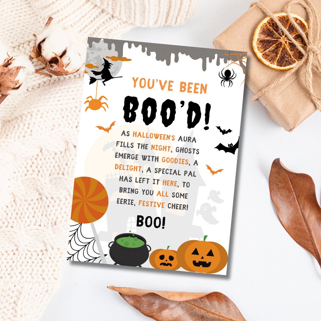 Editable Halloween You've Been Boo'd! Card, Halloween Printable, You've ...