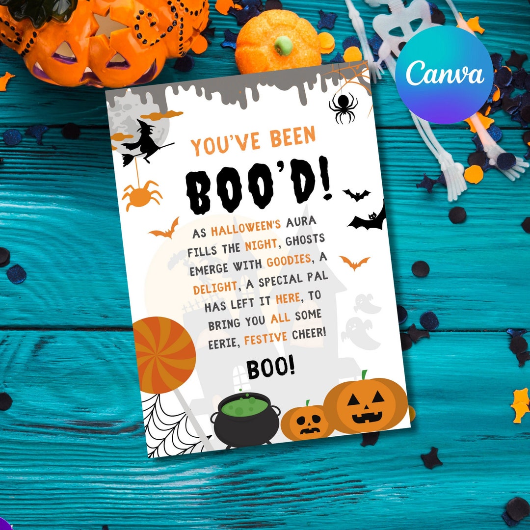 Editable Halloween You've Been Boo'd! Card, Halloween Printable, You've ...