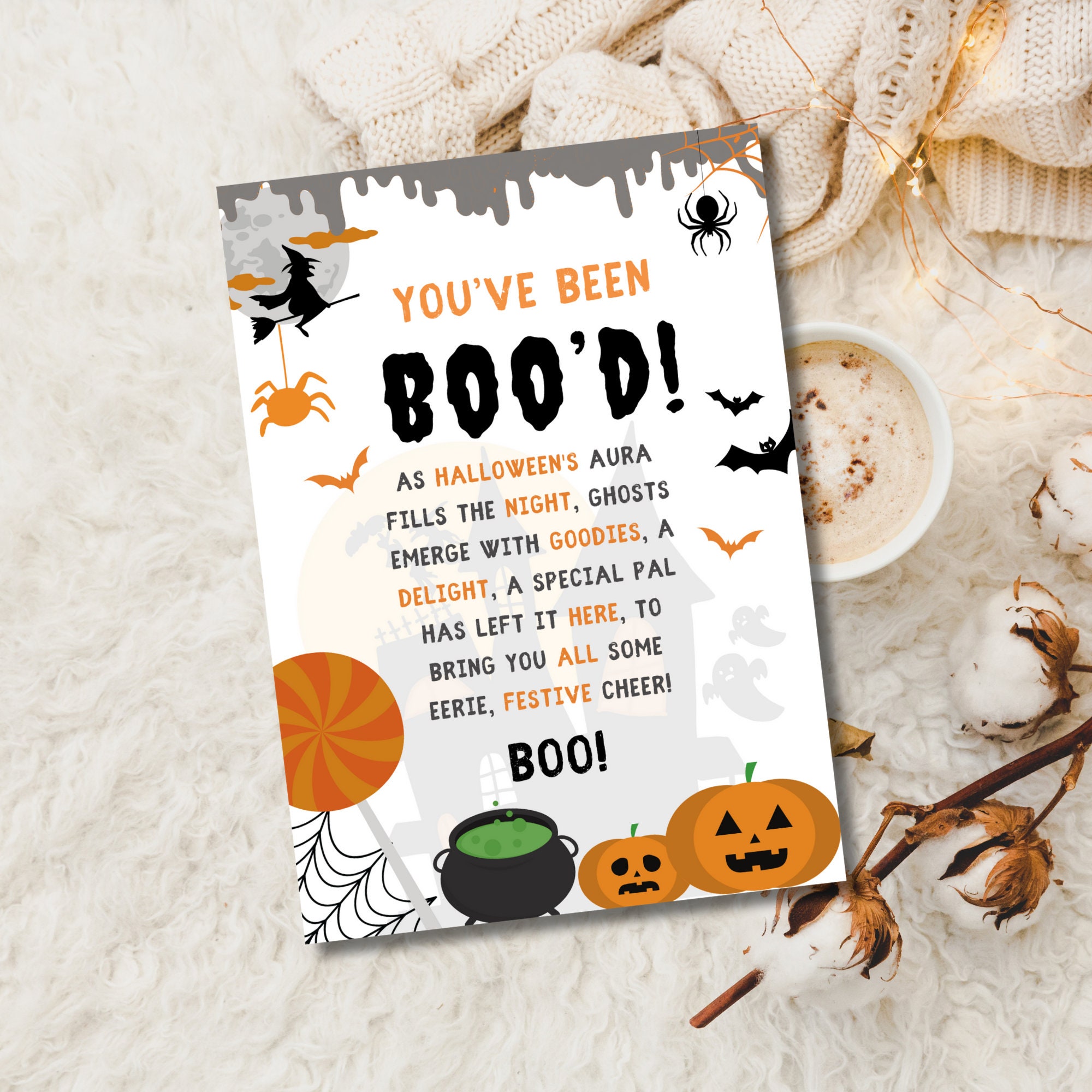 Editable Halloween You've Been Boo'd! Card, Halloween Printable, You've ...