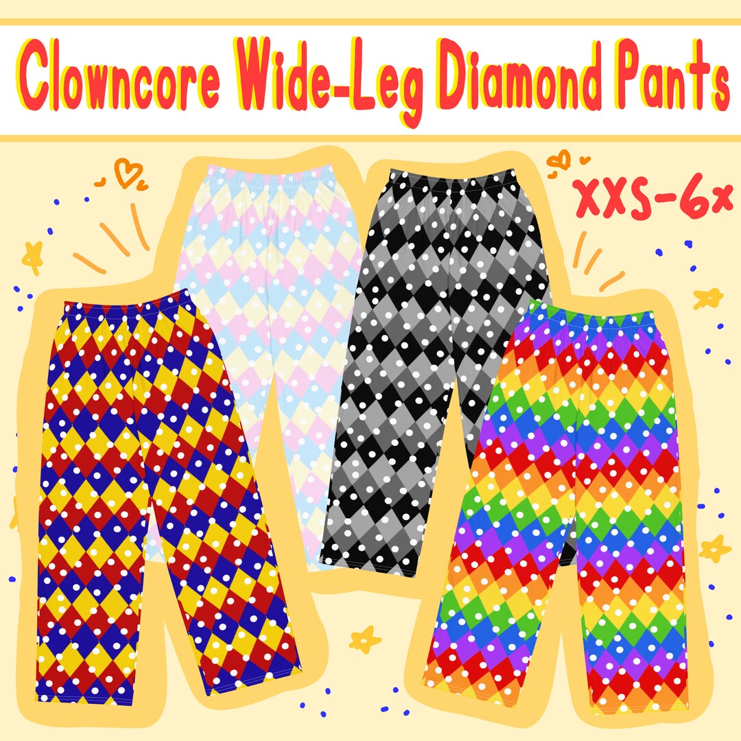 Clowncore Diamond Wide-leg Pants // Patterned Bottoms - Etsy