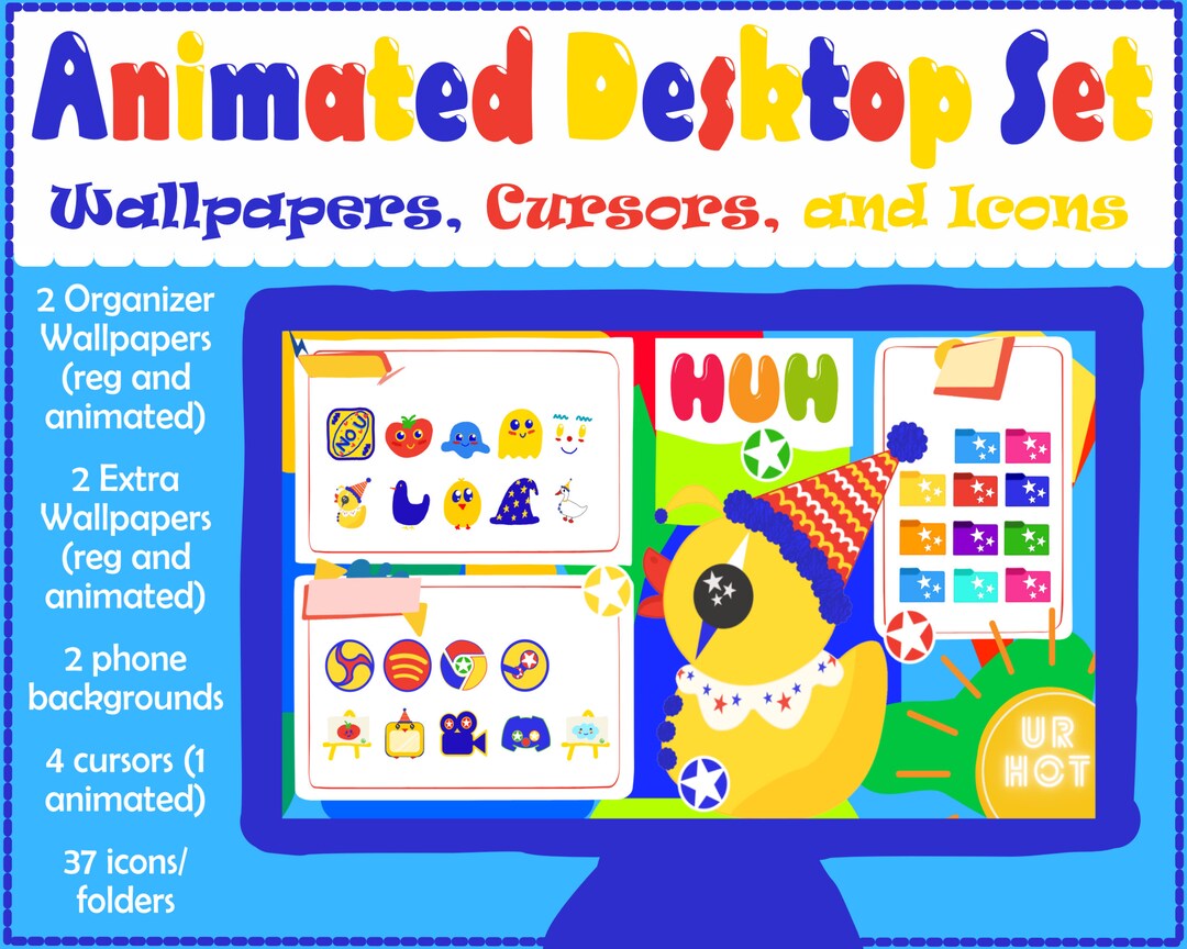 Animated Desktop Organizer Wallpaper Set // Clowncore Kidcore Aesthetic ...