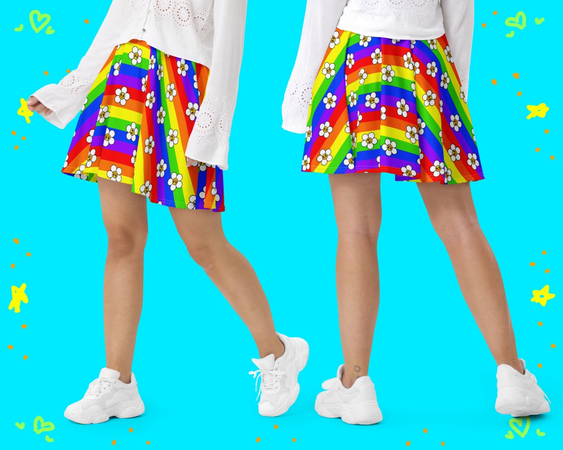 Rainbow Flower Clowncore Set // Skirt Set // Kidcore Aesthetic - Etsy