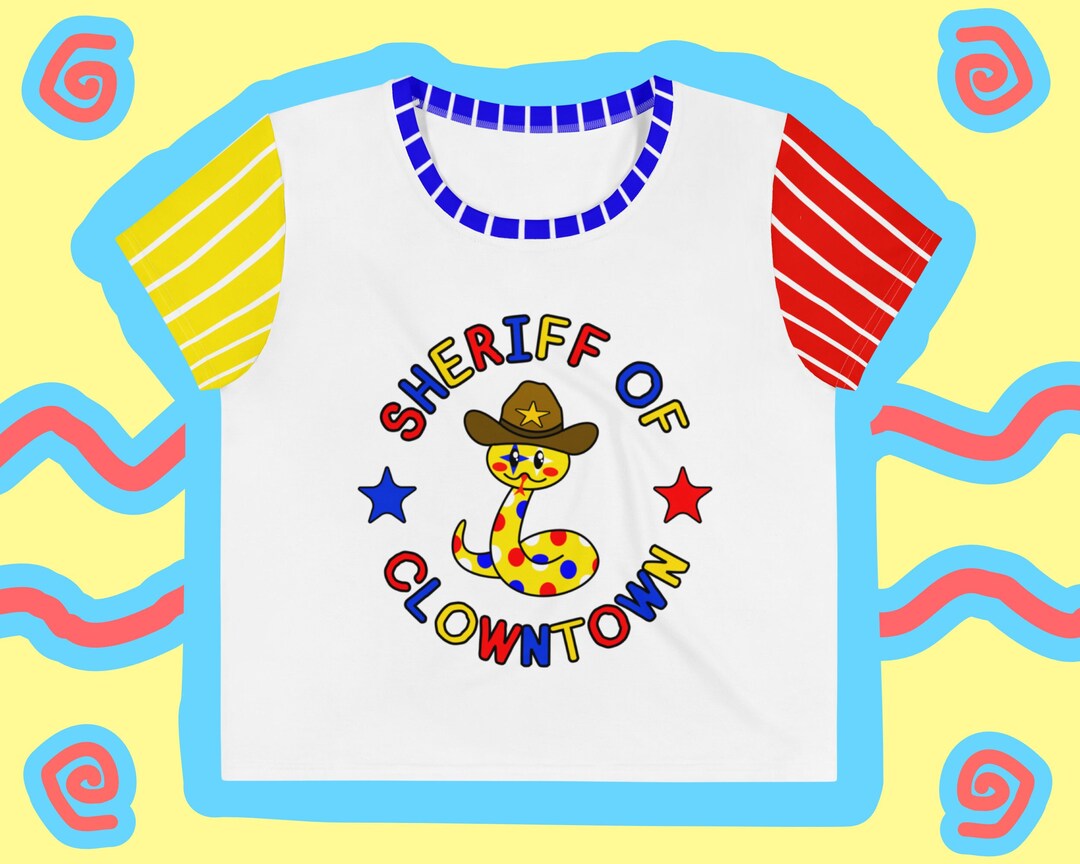 Clowncore Colorblock Crop Top // Sheriff of Clowntown Tshirt // Kidcore ...