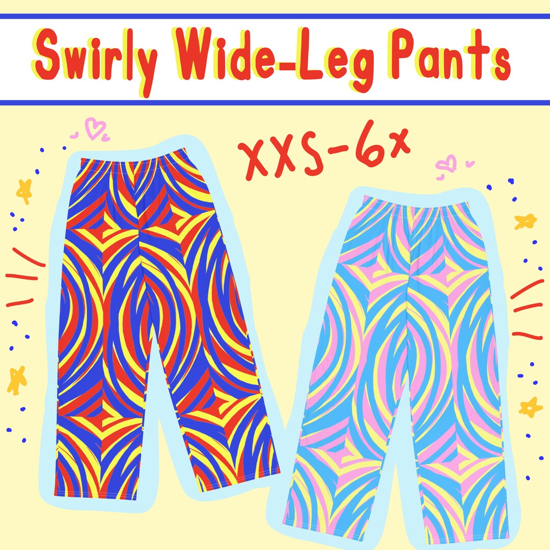 Clowncore Swirly Wide-leg Pants // Primary and Pastel - Etsy