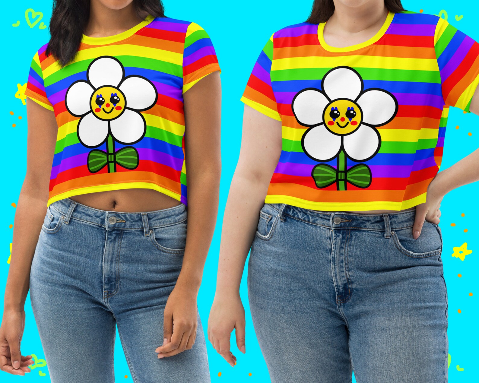 Rainbow Flower Clowncore Set // Skirt Set // Kidcore Aesthetic - Etsy