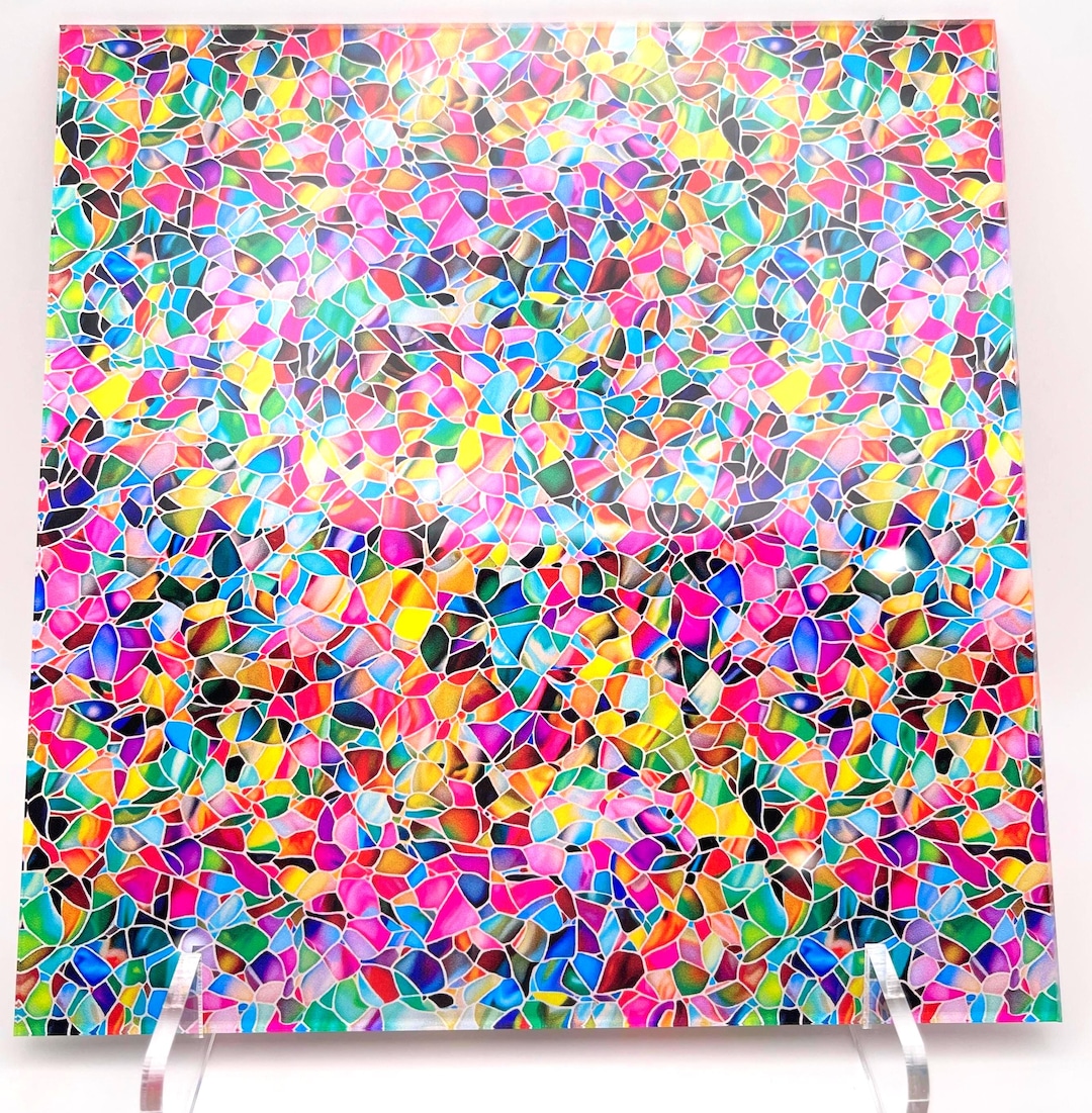 Mosaic Acrylic Sheet, Stained Glass Acrylic Sheet, Laser Patterned Acrylic for Jewelry and Cup ...