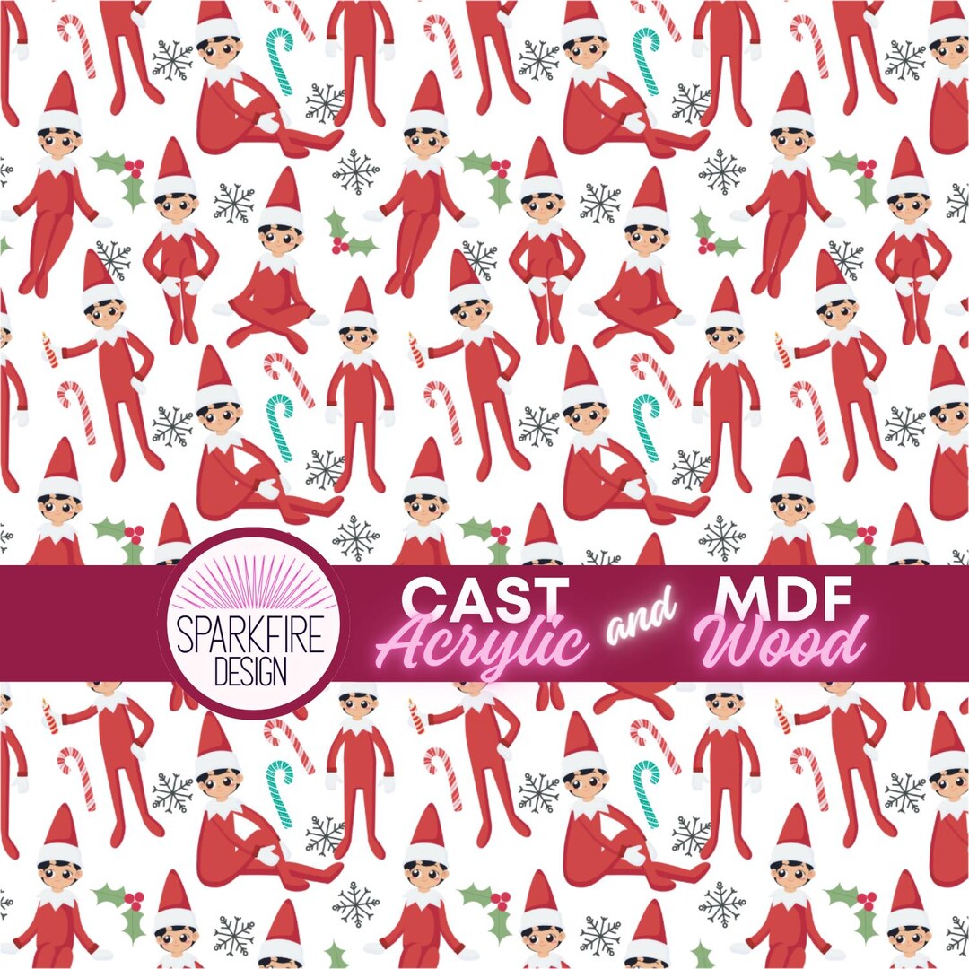 Elf Patterned Acrylic Sheet, Christmas Elf Laser Acrylic, Red Elf ...