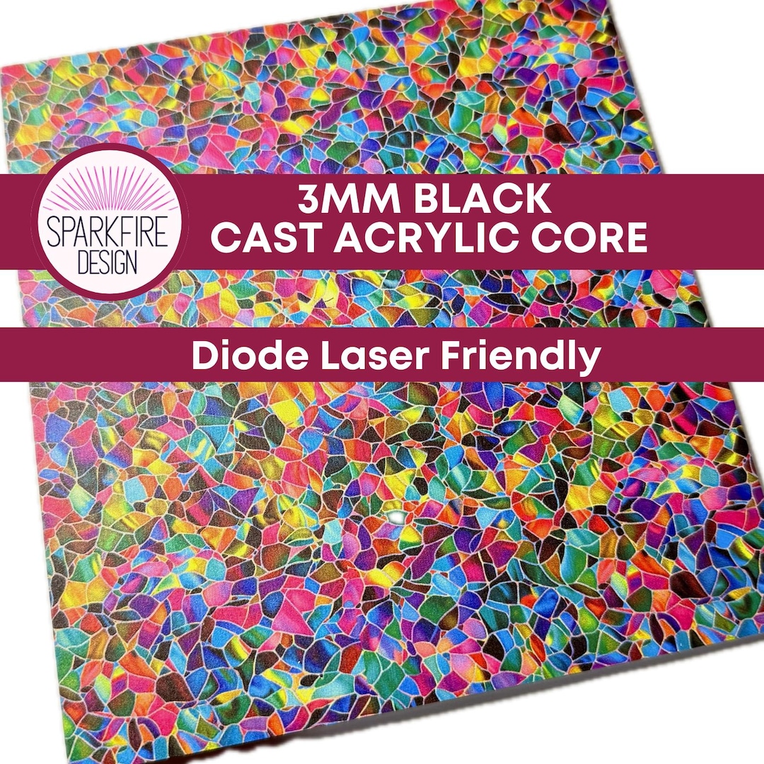 3mm Black Acrylic Core, Laser Ready Patterned Cast Acrylic for Diode ...