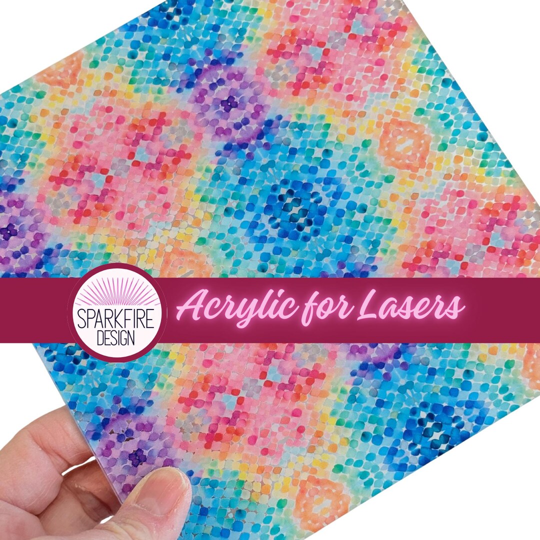 Rainbow Dots Acrylic Sheet for Lasers, Confetti Pattern, Clear Core, 6 ...