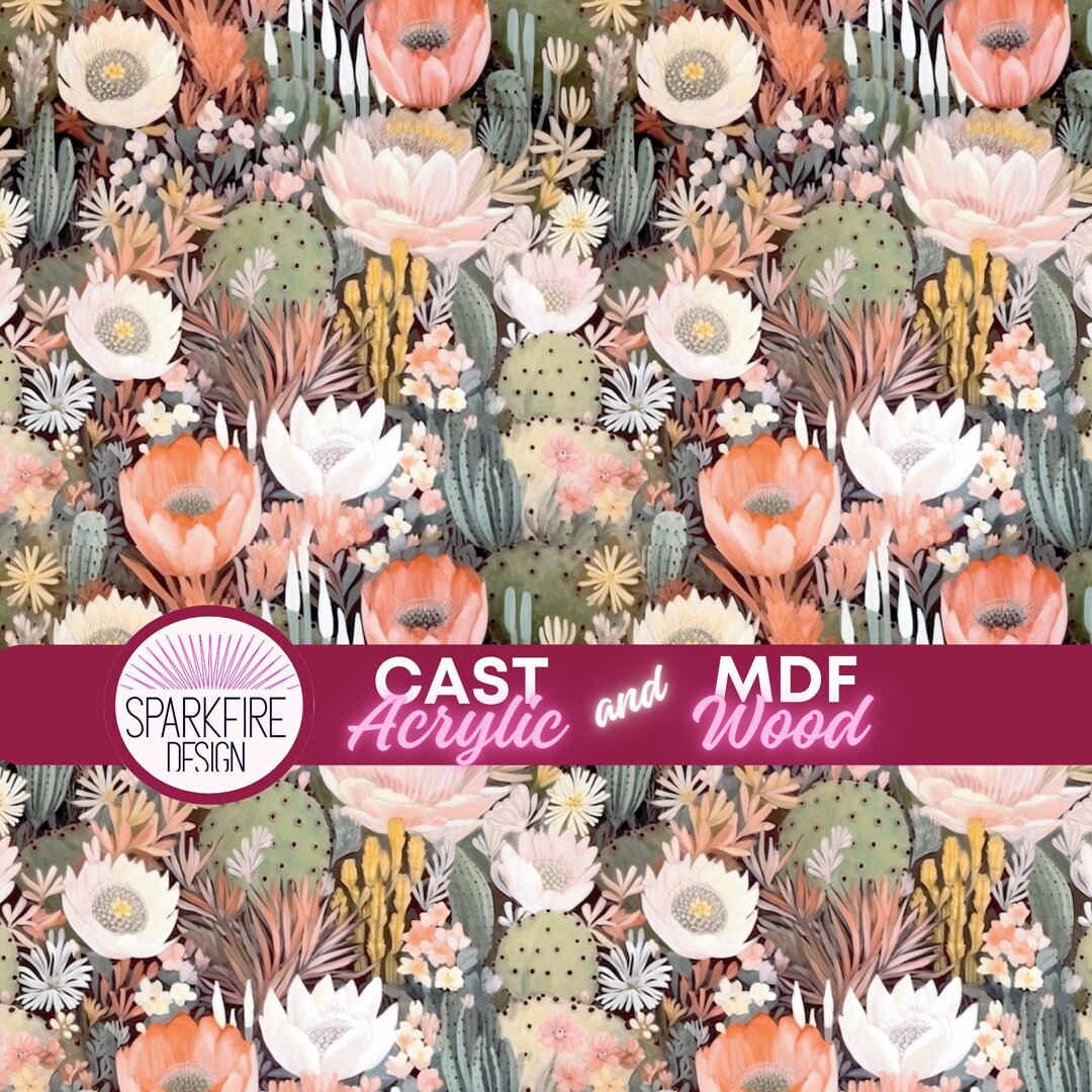 Desert Blooms Floral Patterned Cast Acrylic Sheet, Laser Cut MDF - Etsy