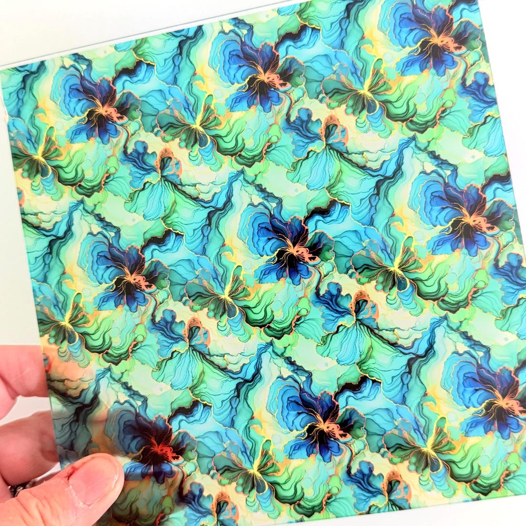 Stained Glass Acrylic Sheet for Laser Cutting: Green Blue Print - Etsy