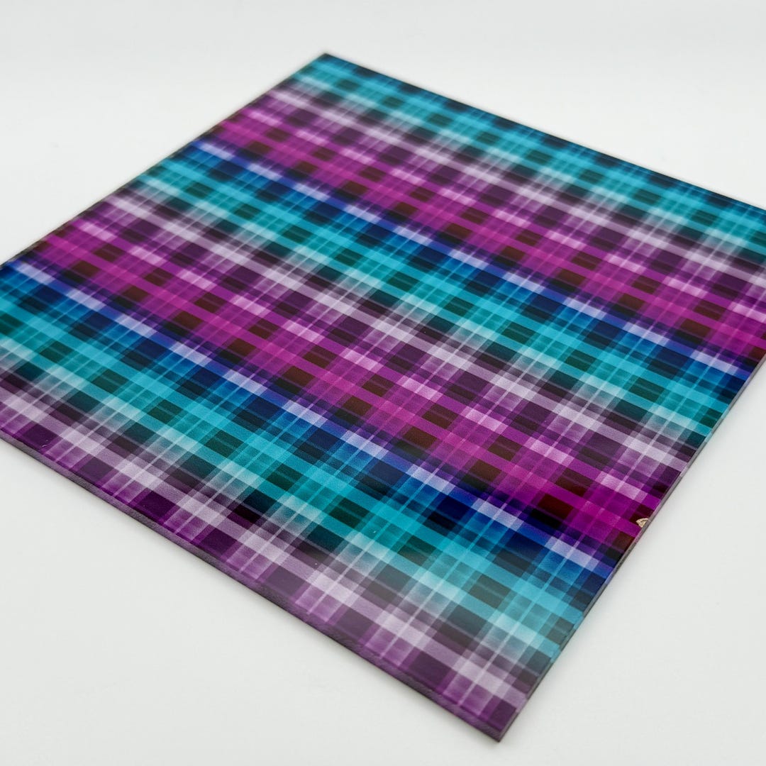 Plaid Acrylic Sheet, Clear Acrylic for Laser Cutting, Purple Plaid ...