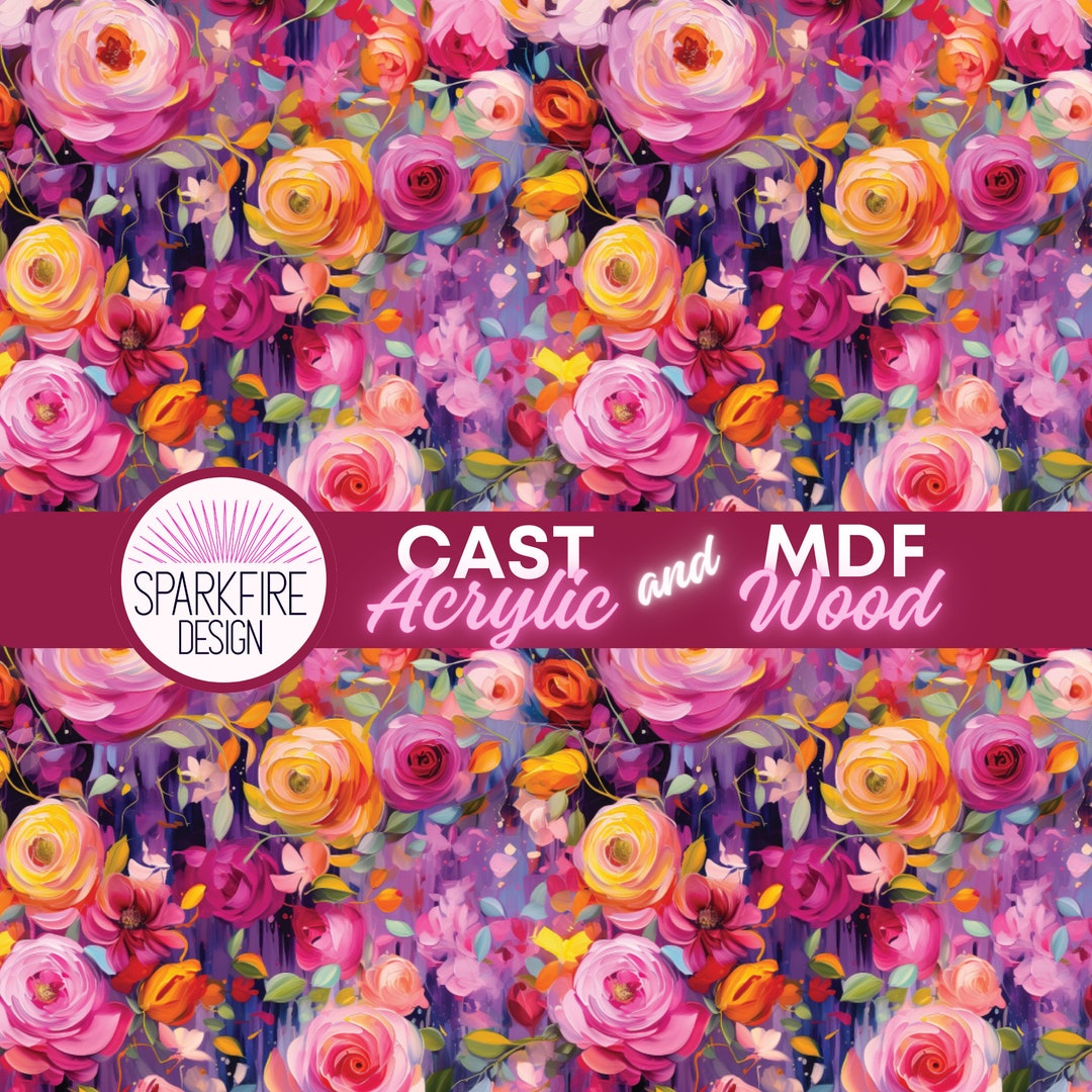 Rose Patterned Acrylic Sheet, Laser Cut, Jewelry, Earrings, Printed ...