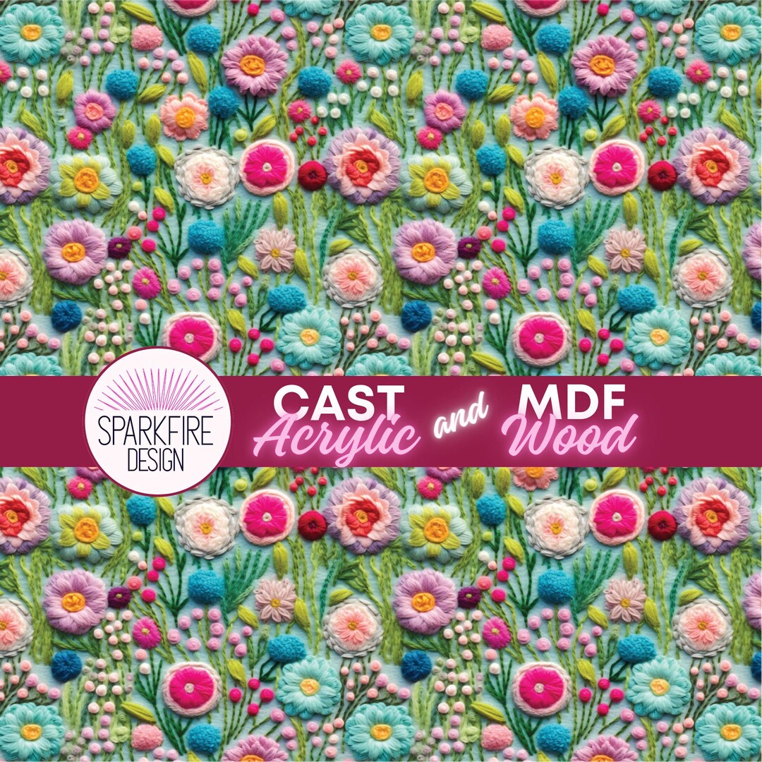 Floral Flowers Patterned Acrylic Sheet, Laser Cut, Green Tile, Mosaic ...