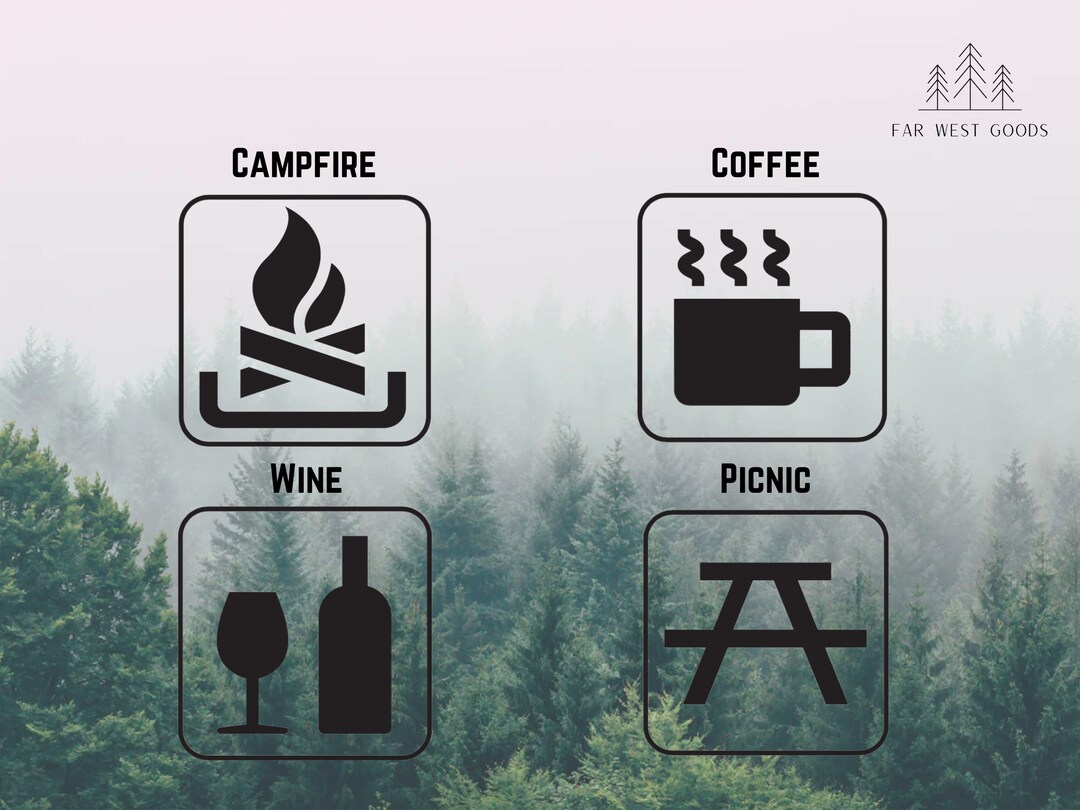 Food Camping Decals, Campfire, Coffee, Wine, Picnic National Parks ...