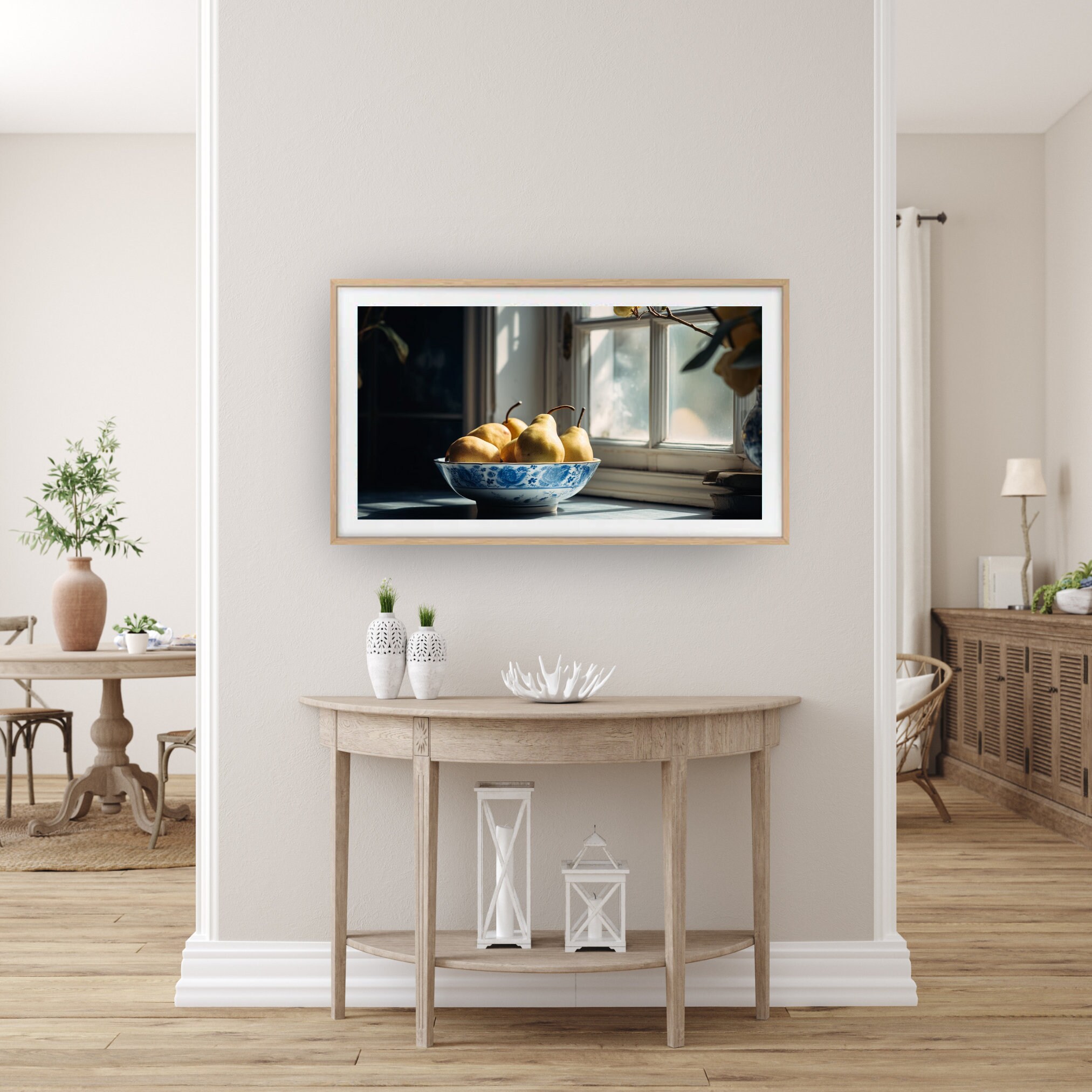 Blue and White Chinoiserie Frame TV Artwork Classic Art Set of 4 Bundle ...