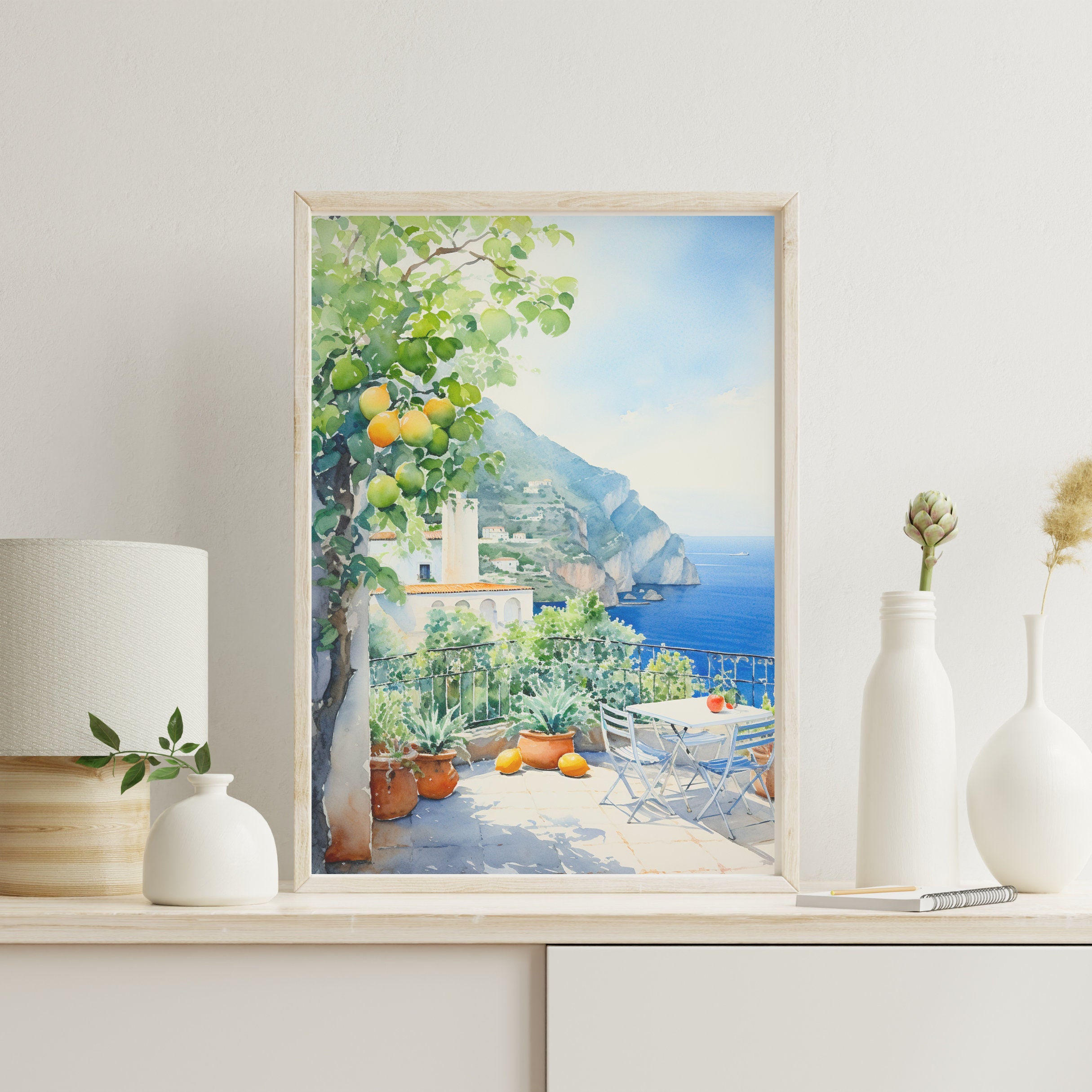 Capri Art Print - Digital Download - Beachy Mediterranean Amalfi Coast ...