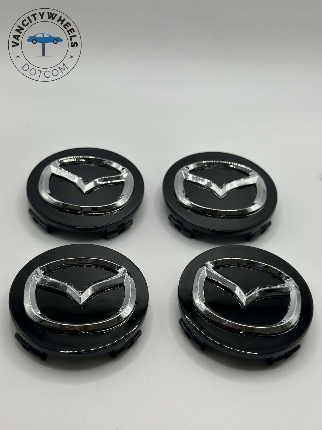Mazda Black/chrome Color 56mm Wheel Center Caps Set of 4 Premium Logo ...