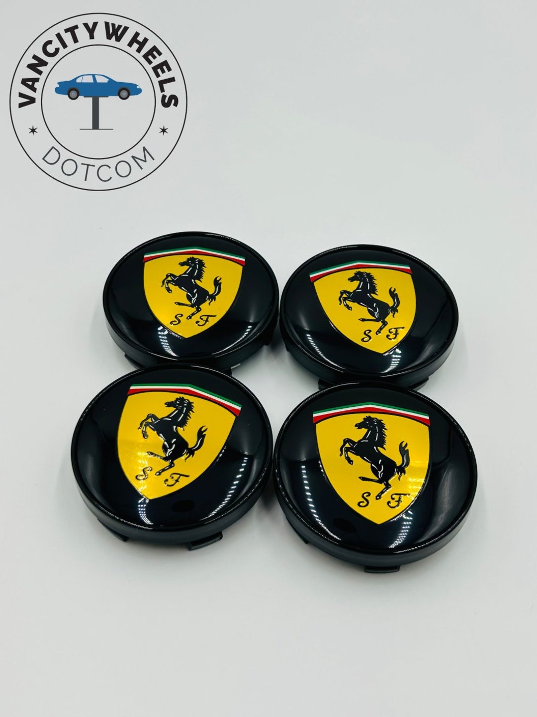 4pcs 60MM Alloy Yelow/black Color Ferrari Logo Car Wheel Center Cap ...