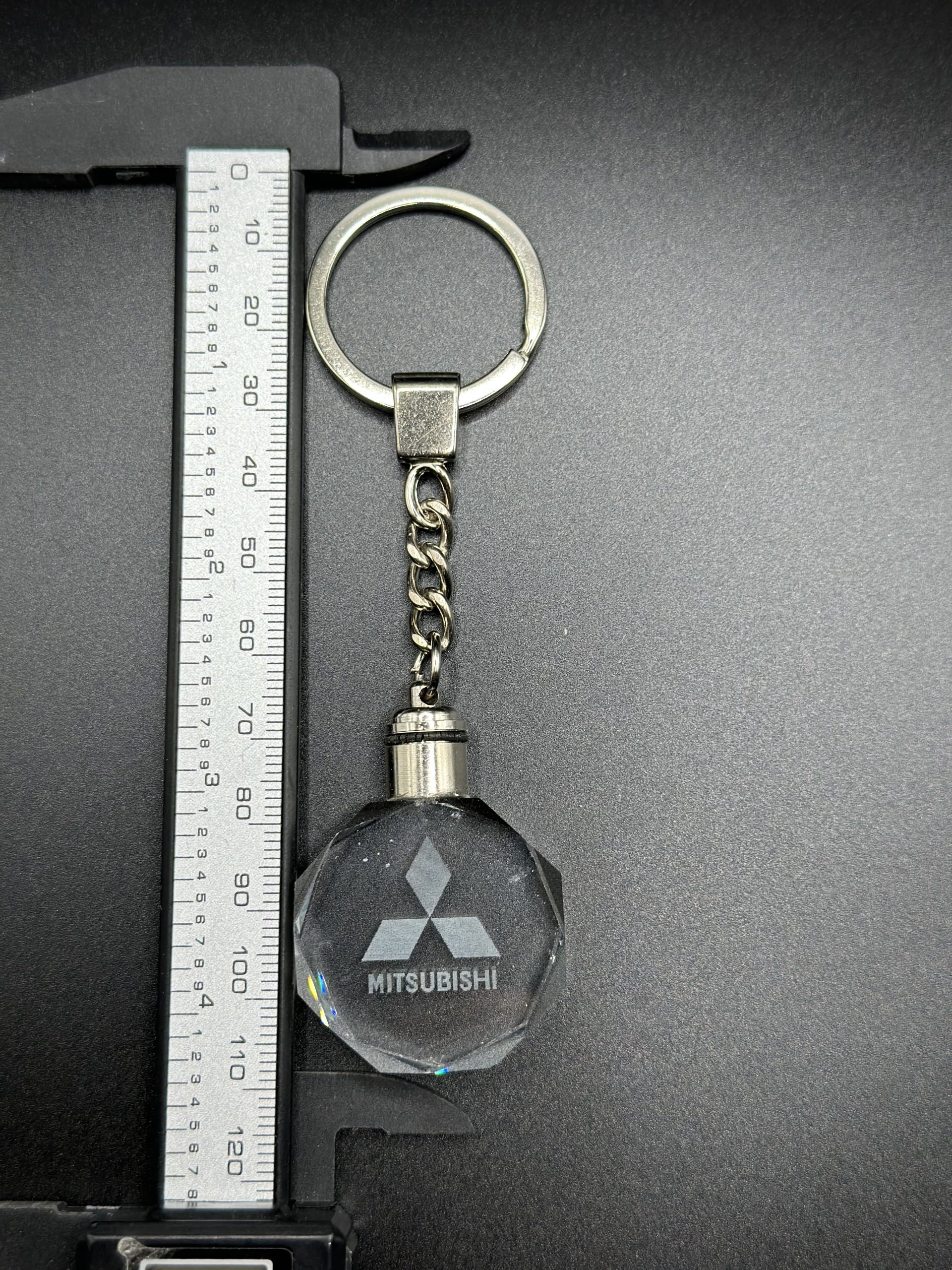Mitsubishi Logo Multicolor LED Crystal Light Cute Keychain Gift for Car ...