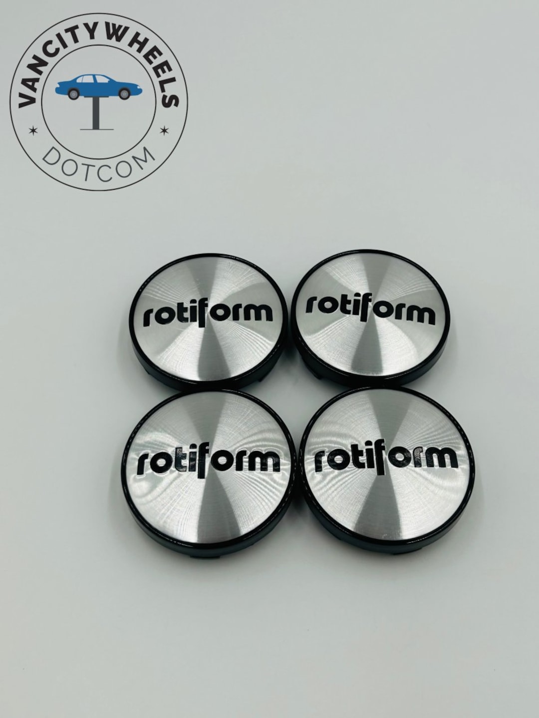 4pcs 60MM Alloy Silver/black Rotiform Wheels Logo Car Wheel Center Cap ...