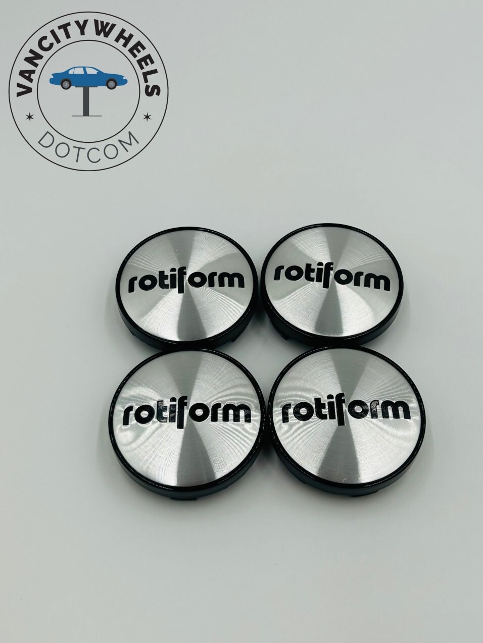 4pcs 60MM Alloy Silver/black Rotiform Wheels Logo Car Wheel Center Cap ...
