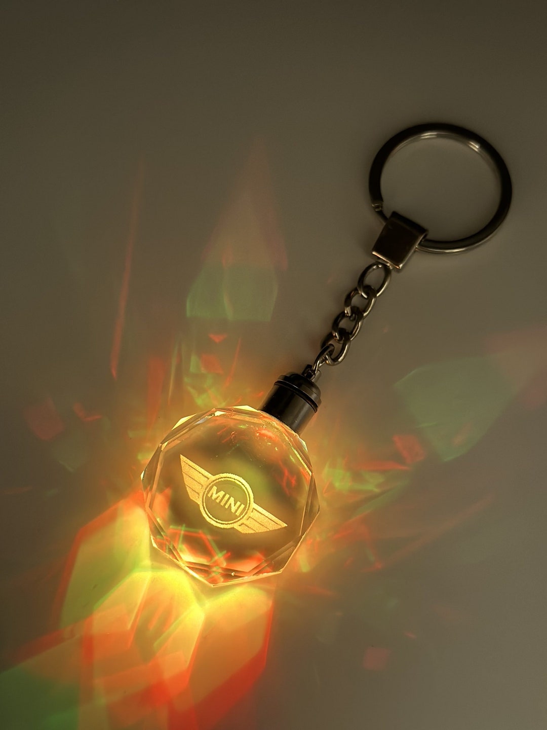 Mini Cooper Logo Multicolor LED Crystal Light Cute Keychain - Etsy