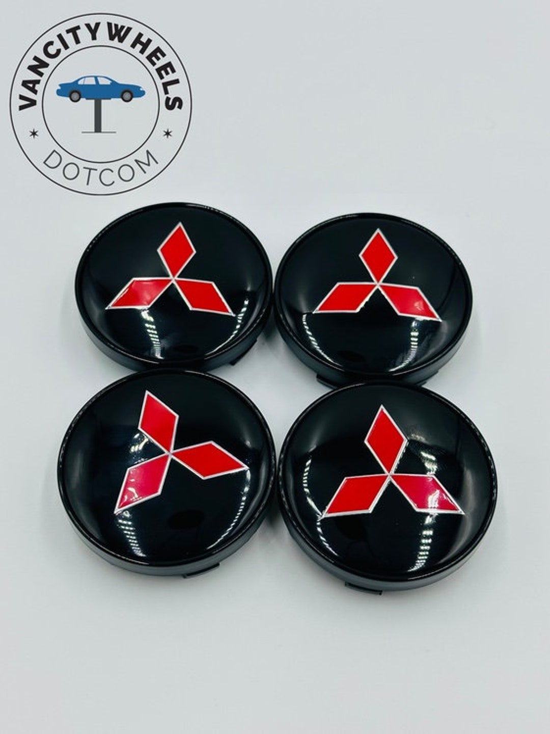 4pcs 60MM Red/black Color Mitsubishi Logo Car Wheel Center Cap Cover ...