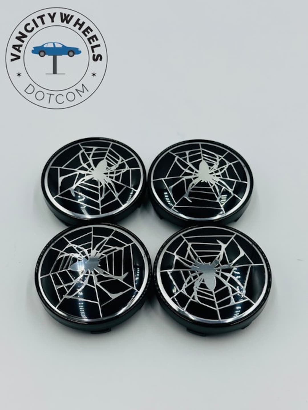 4pcs 60MM Black/chrome Color With Spider Car Wheel Center Cap Cover ...