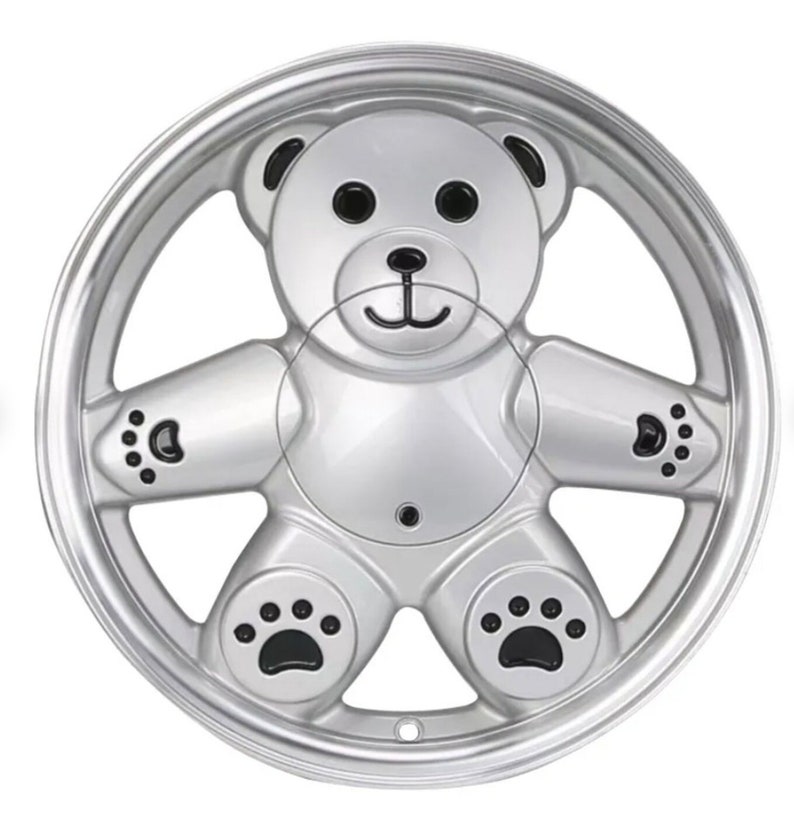 Teddy Bear Hubcaps Set of 4 Adorable Car Wheel Covers, Silver Color ...