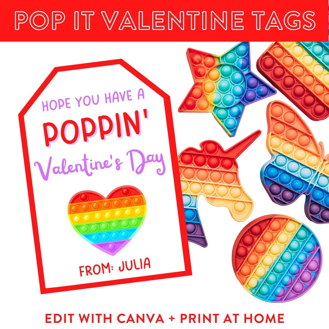Valentine's Day Pop It Tags | Class Pop It Valentines | Fidget Toy ...