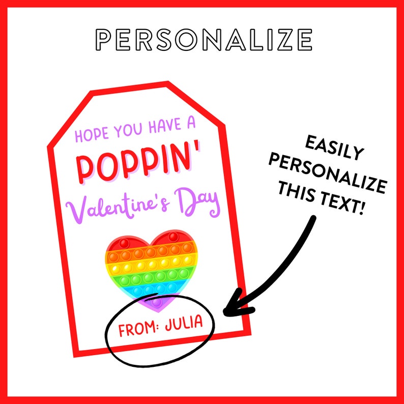 Valentine's Day Pop It Tags | Class Pop It Valentines | Fidget Toy ...