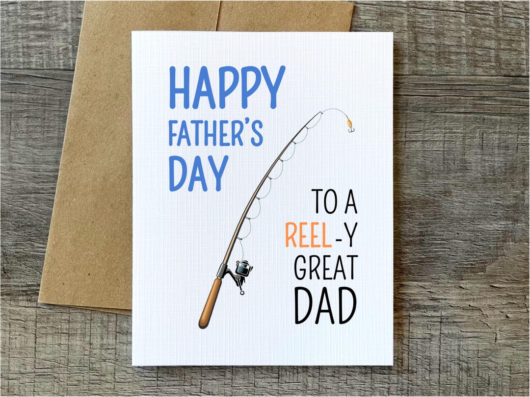 Fathers Day Card / Fishing Dad / Fisherman Father / Happy Fathers Day ...