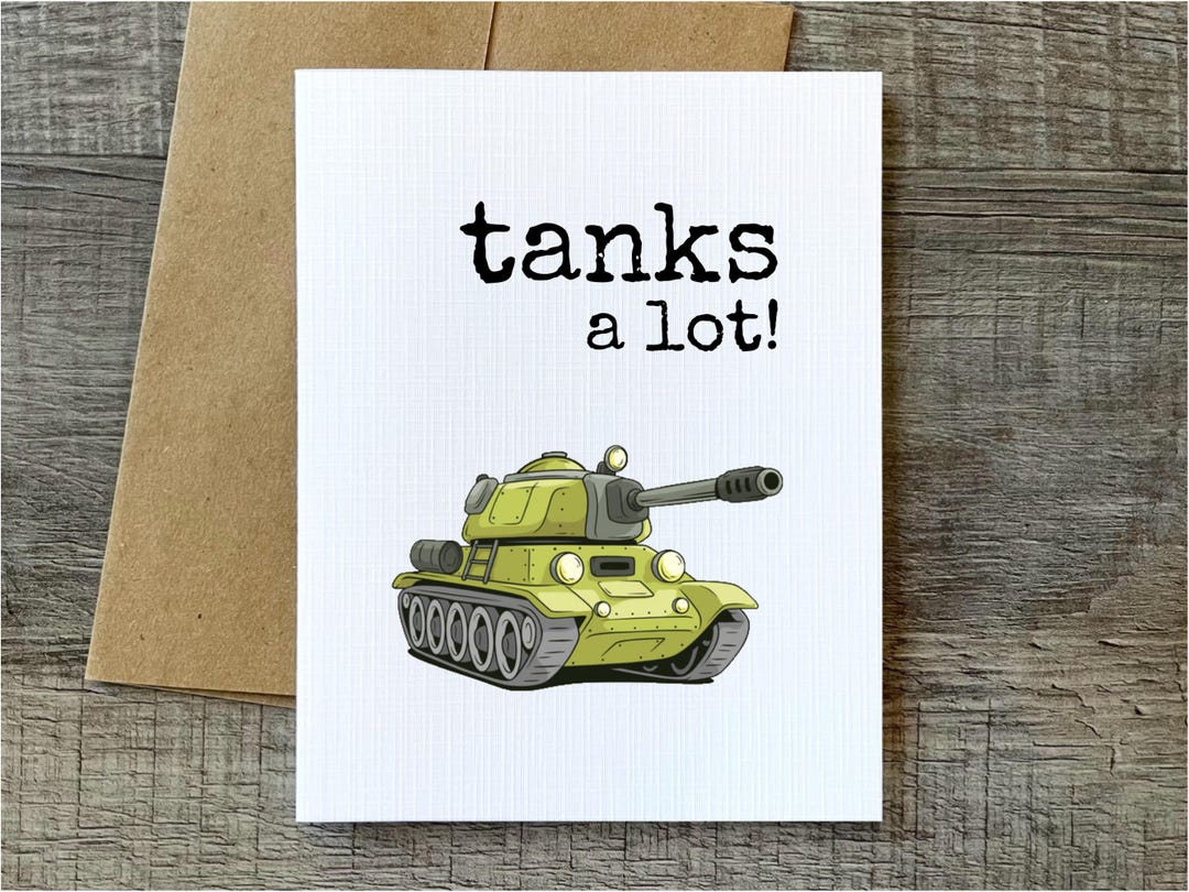 Funny Thank You Card – Tanks a Lot! Thanks a Lot! - Etsy
