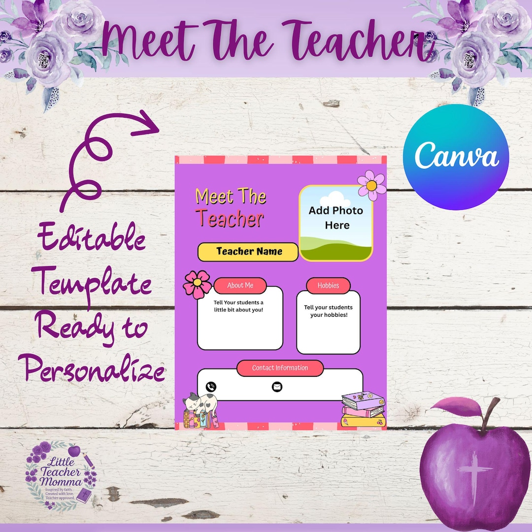 Cute Meet the Teacher Template | Editable Canva | Back to School ...