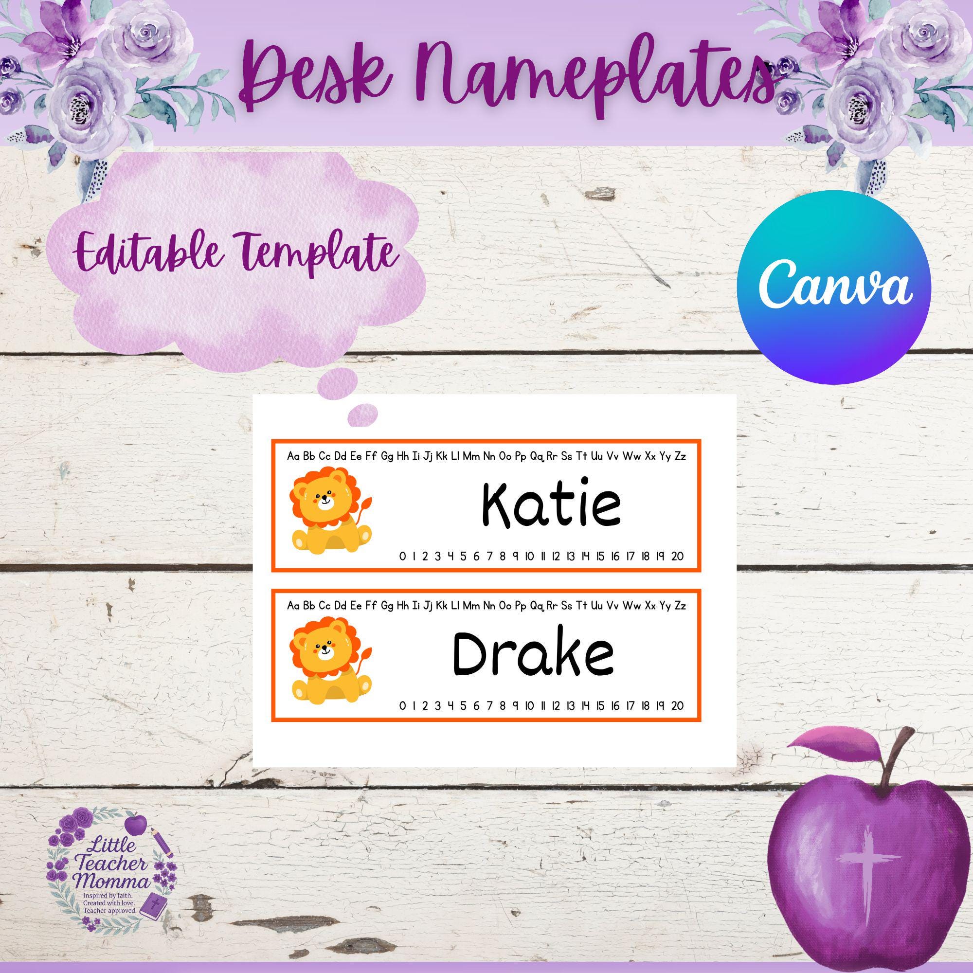 Zoo Animal Desk Nameplates | Editable Name Tags for Classroom Desks ...